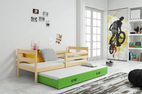 BMS Group Dětská postel Eryk 2 s přistýlkou - Borovice / zelená - 190x80