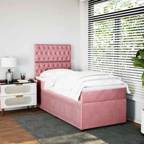 Box spring postel s matrací růžová 100x200 cm samet 3294573