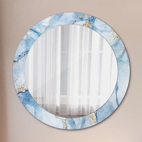 Kulaté dekorativní zrcadlo Modré mramorové zlato fi 70 cm