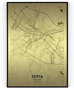 Obraz Mapa Sofia 30 x 40 cm - napnuté plátno na dřevěném rámu