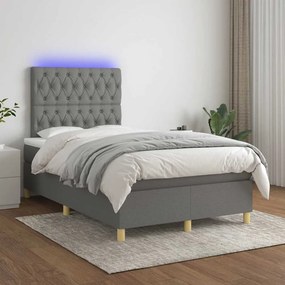 Box spring postel s matrací a LED tmavě šedá 120x190 cm textil 3270268