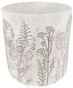 Šedý cementový obal na květináč s lučními květy Wildflowers L - Ø 20*21 cm