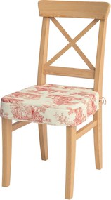 Sedák na židli IKEA Ingolf barva červená látka vzorované