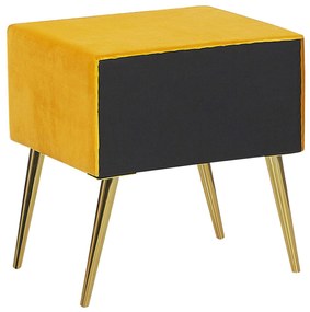 Noční stolek žlutý sametový FLAYAT Beliani