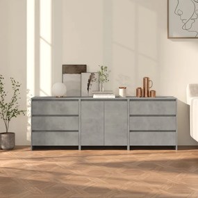 3dílný příborník betonově šedý kompozitní dřevo 3098068