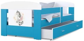 Dětská postel 180 x 80 cm FILIP MODRÁ vzor PONÍK Rozměry postele: 180x80 cm