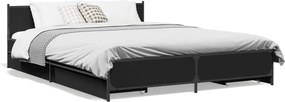 Rám postele se zásuvkami černý 135 x 190 cm kompozitní dřevo 3279947