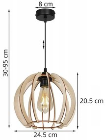 Závěsné svítidlo Timber 1, 1x dřevěné stínítko