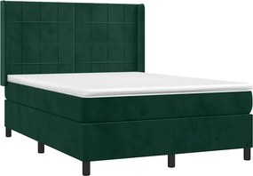Box spring postel s matrací tmavě zelená 140x190 cm samet 3132678