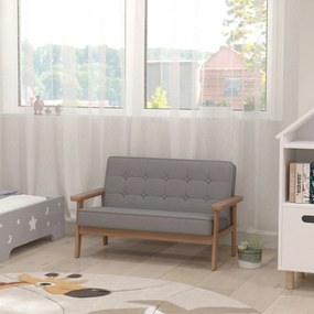 AIYAPLAY Dětské křeslo, dětská pohovka s dřevěným rámem, sametový vzhled, čalouněné, pro děti od 3 do 8 let, šedá