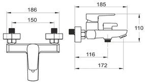 Novaservis Metalia 58 Vanová baterie, černá mat 58020/1,5