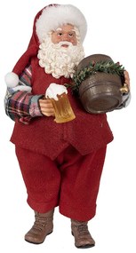 Vánoční dekorace Santa Claus se soudkem piva - 16*8*28 cm