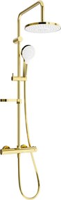 Mexen KX05 nástěnný sprchový set s dešťovou sprchou a termostatickou baterií, zlatá/bílá - 771500591-50