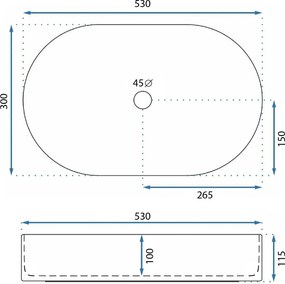 Rea Layla, umyvadlo na desku 530x300x115 mm, bílá lesklá, REA-U9108