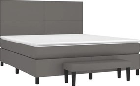 Box spring postel s matrací šedá 160x200 cm umělá kůže 3137555