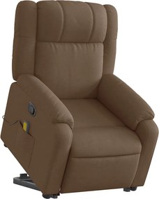 Zvedací masážní polohovací křeslo hnědé textil 3205218