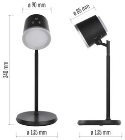 LED Stmívatelná nabíjecí stolní lampa 4v1 LED/6W/3,7V 3000K/4000K/6500K černá