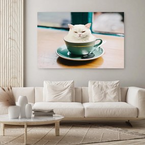 Gario Obraz na plátně Káva White Cat Cup - Galina Bugaevskaya Rozměry: 60 x 40 cm