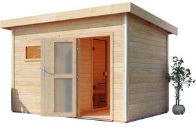 Venkovní finská sauna s předsíní 337 x 196 cm Dekorhome