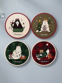 Sinsay - Vánoční podtácky s kočkami 4 pack - červená