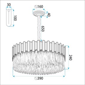 Toolight Závěsné stropní osvětlení APP1746-4CP 40 cm zlaté