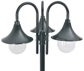vidaXL Marketos Zahradní sloupová lampa 3 ramena E27 220 cm hliník tmavě zelená