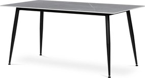 Autronic Stůl jídelní 160x90x76 cm, deska slinutý kámen v imitaci matného mramoru, černé kovové nohy HT-406M GREY