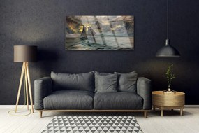 Obraz na skle Moře Loďka Krajina 125x50 cm