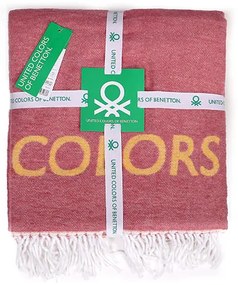 Růžovo-žlutá deka United Colors of Benetton 60% bavlna 40% akrylová tkanina / 140 x 190 cm