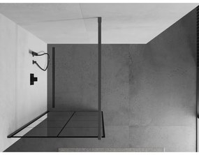 Mexen Kioto, sprchová zástěna Walk-In 70 x 200 cm, 8mm čiré sklo černý vzor, ​​grafitový profil, 800-070-101-66-77