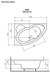 ARTTEC Akrylátová vana NIKÉ CLASSIC - 160 x 105 cm pravá