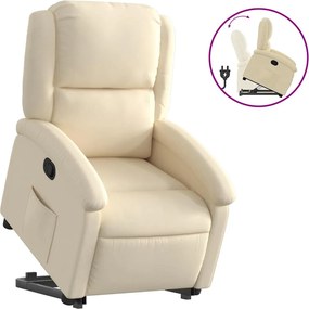 Zvedací polohovací křeslo krémové textil 3204173