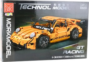 LEAN Toys Stavebnicové kostky – Auto GT Racing, oranžové, měřítko 1:14, 1268 dílů