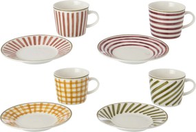 Sada 4 espresso šálků s podšálky Burgundy & Olive (90 ml) – Ø 11*6 cm