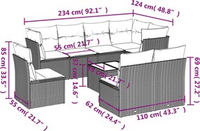 9dílná zahradní sedací souprava s poduškami černá polyratan 3249605