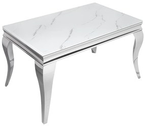 Massive home | Konferenční stolek MODERN BAROCCO 100 CM SILVER mramorový vzhled