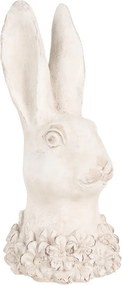 Béžová antik cementová busta králík - 11*11*24 cm