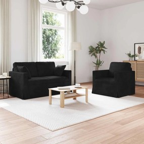 Set pohovek 2 ks Černá samet 3407513