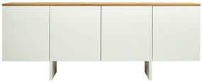 Bílá komoda TEMAHOME Edge 200 x 42 cm s dubovou deskou