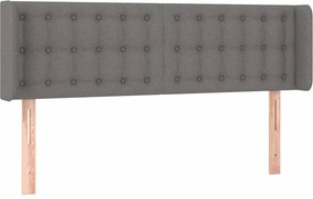 Čelo postele s LED tmavě šedé 147 x 16 x 78/88 cm textil 3123669