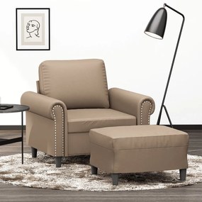 Křeslo s podnožkou cappuccino 60 cm umělá kůže 3201204