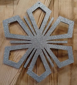 Vánoční ozdoba vločka II, pr. 15 cm, stříbrná, překližka, venkovní