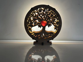 Li-Go "Strom života s achátovým srdcem" dřevěná lampa s dvojitým podsvícením 20x22 cm/dub provedení povrchu: dub světlý