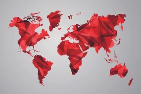 Tapeta červená mapa světa ve vektorové grafice - 225x150 cm