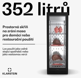 Klarstein Steakhouse skříň na zrání masa, 352 L, antibakteriální, LED, dotykové ovládání, regulace vlhkosti