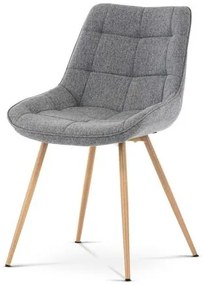 Autronic Moderní jídelní židle Jídelní židle, potah šedá látka, kovové nohy, 3D dekor dub (CT-394 GREY2)