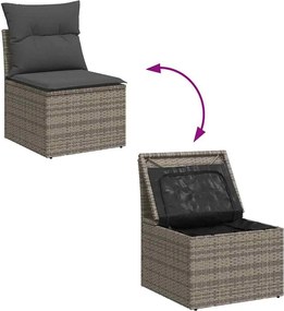 vidaXL Sada zahradních pohovek s polštářem s úložištěm 7 pcs Šedá [3357752]