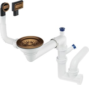 Deante Space-Saver Lux, sifon pro 1-komorový dřez, prostorově úsporný Space-Saver, kartáčovaná bronzová, ZXY_C949