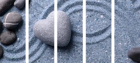 5-dílný obraz srdce z kamene na písečném pozadí Varianta: 100x50