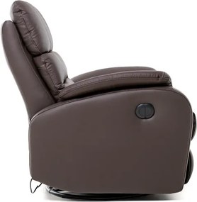 Kožené houpací křeslo s elektrickým polohováním ELEGANT 1, tm. hnědá